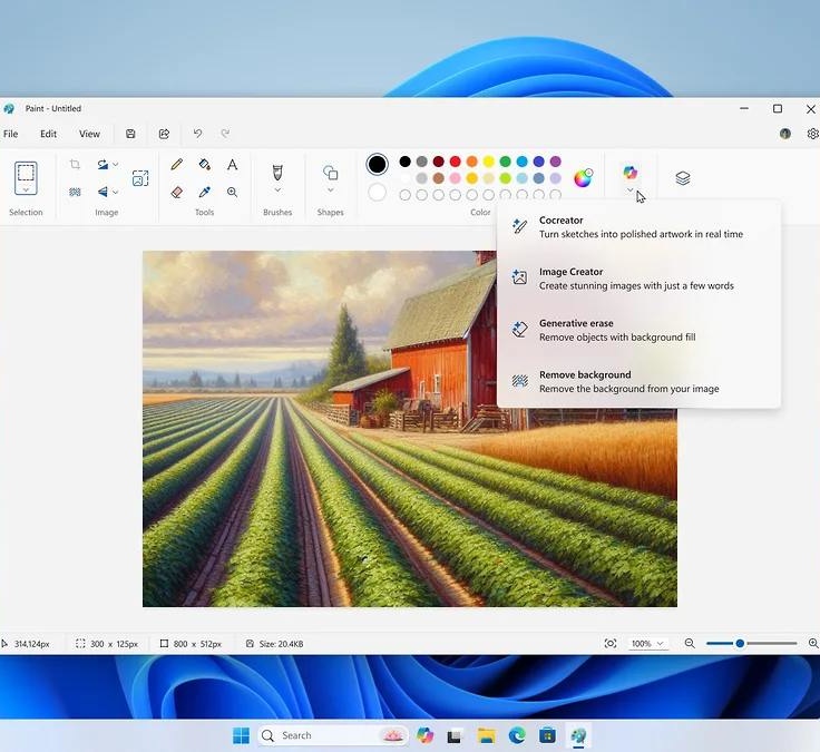 Microsoft интегрировала ИИ-ассистента Copilot в приложение Paint