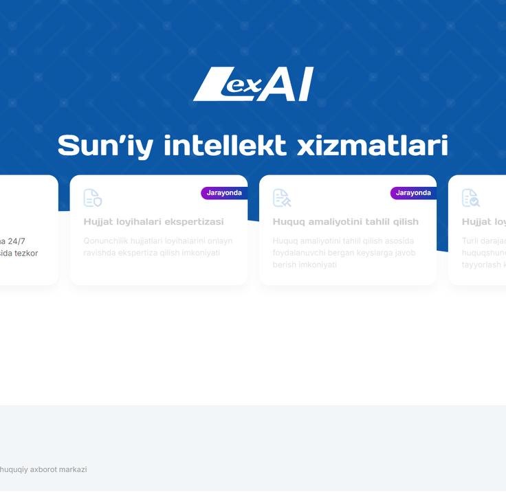 Адлия вазирлиги сунъий интеллект бўйича муҳим лойиҳа — LexAI ни тақдим қилди